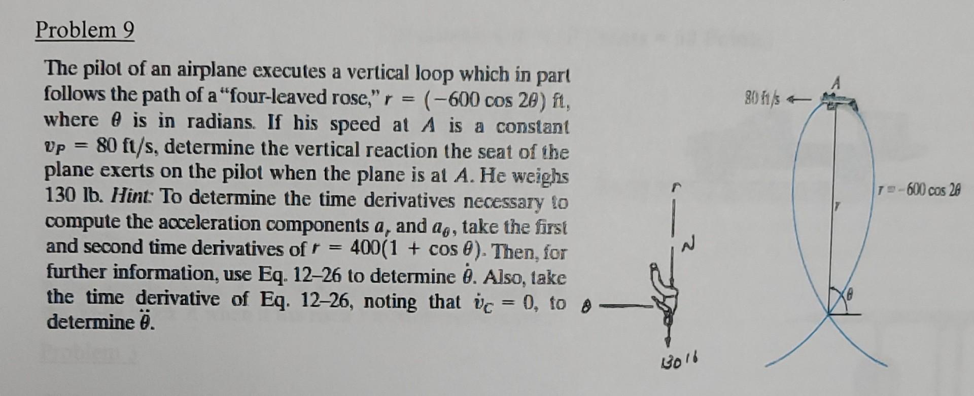 Solved Problem 9 80 ft/s = The pilot of an airplane executes | Chegg.com