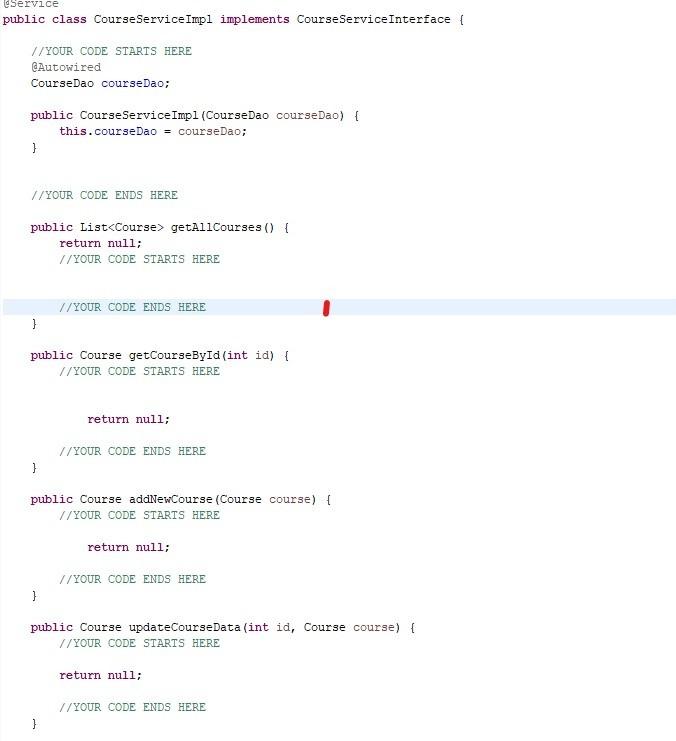 Solved Repository public class CourseDaolmpl implements | Chegg.com