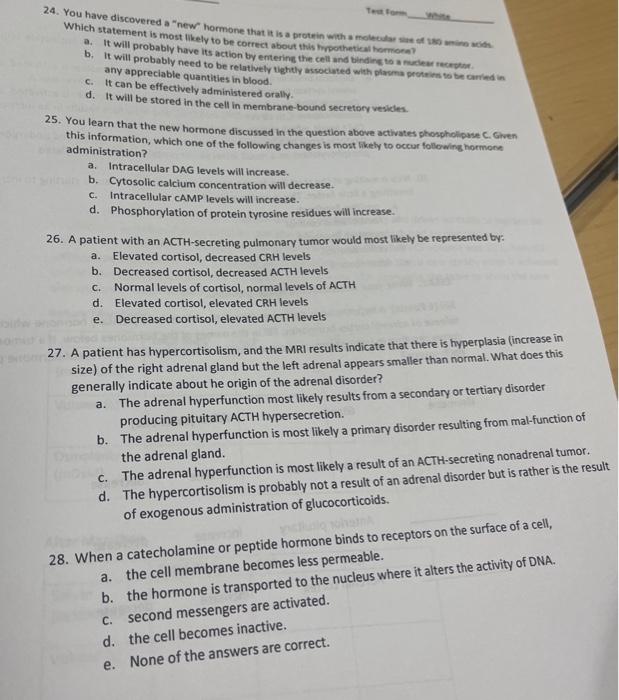 Solved a. Primary hypercortisolism: decreased cortisol, | Chegg.com