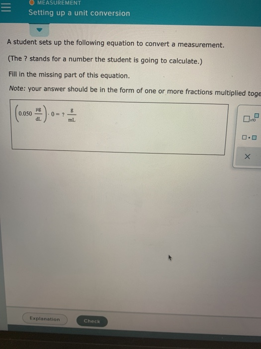 Solved MEASUREMENT Setting up a unit conversion A student | Chegg.com