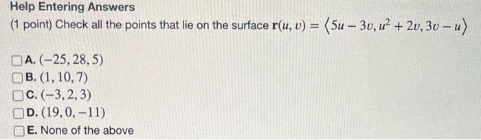 Solved (1 point) Check all the points that lie on the | Chegg.com