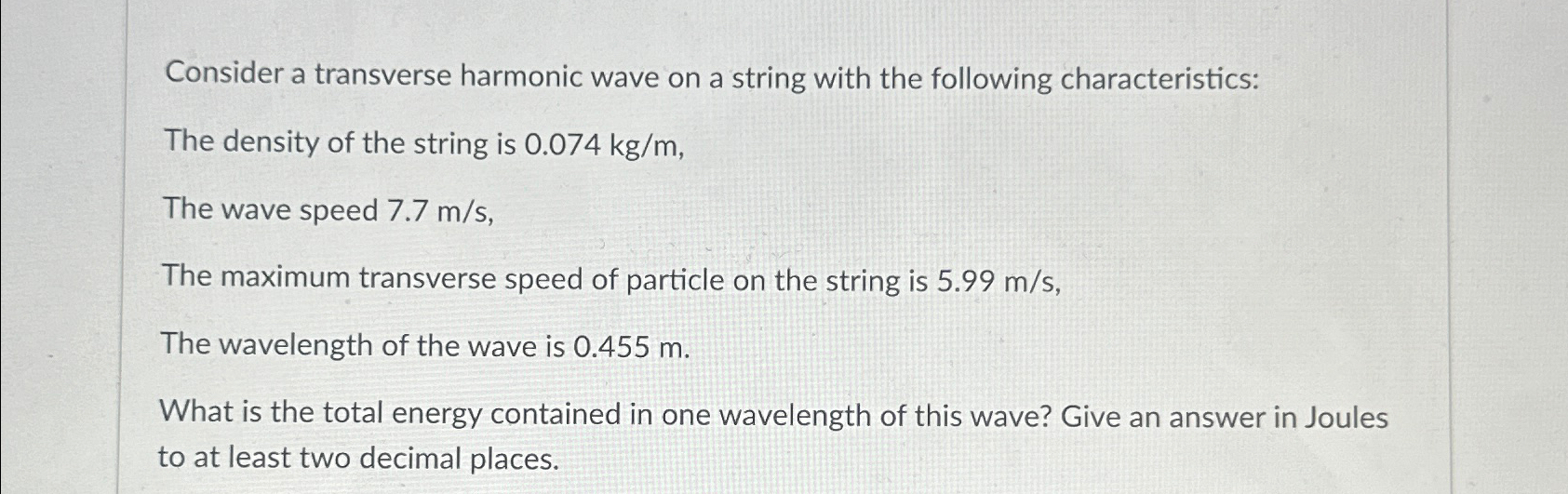 Solved Consider a transverse harmonic wave on a string with | Chegg.com