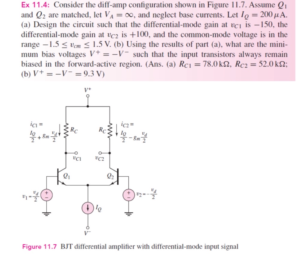 Solved Ex 11.4: Consider the diff-amp configuration shown in | Chegg.com