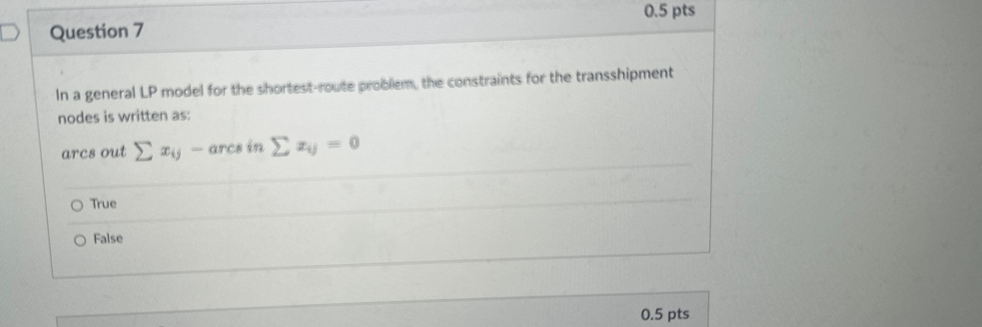 Solved Question 70.5 ﻿ptsIn a general LP model for the | Chegg.com