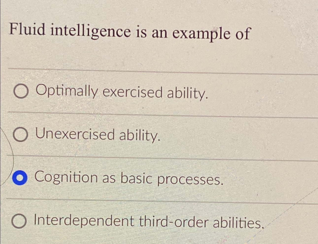 Solved Fluid intelligence is an example ofOptimally | Chegg.com