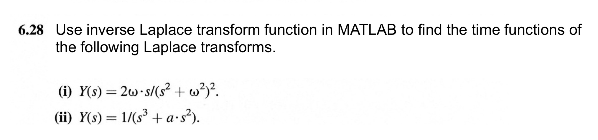6.28 ﻿Use inverse Laplace transform function in | Chegg.com