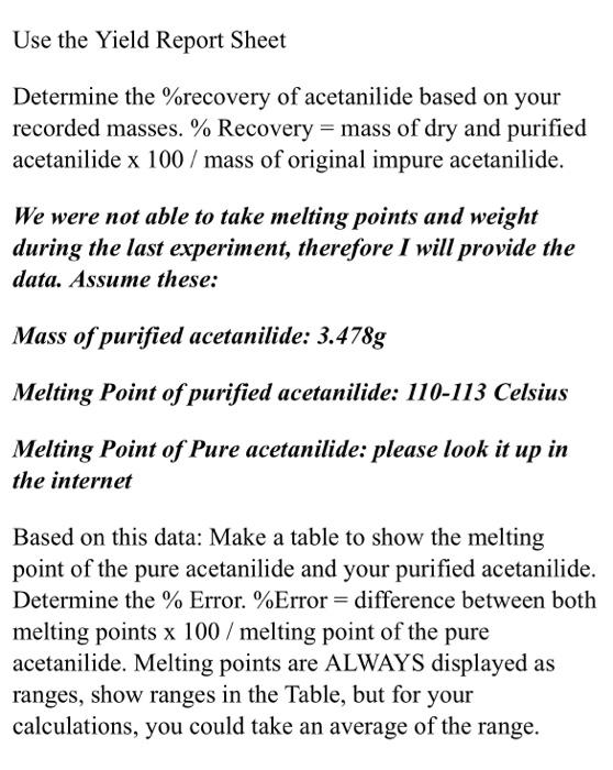 Please follow the instructions and complete Yield | Chegg.com