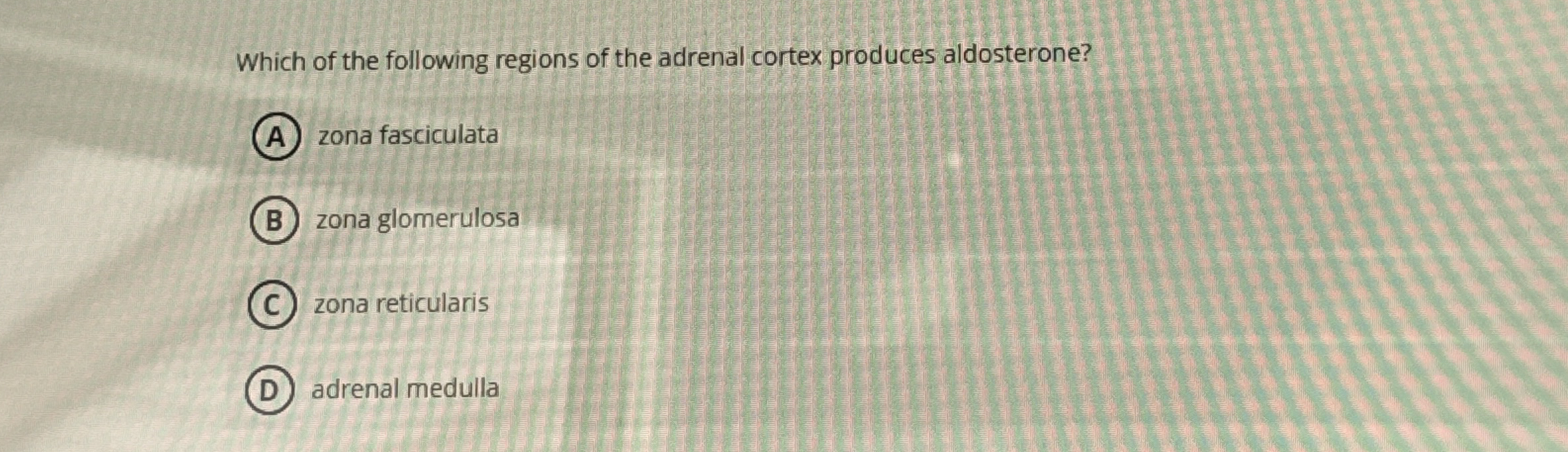 Solved Which of the following regions of the adrenal cortex | Chegg.com