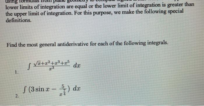 Solved using lower limits of integration are equal or the | Chegg.com