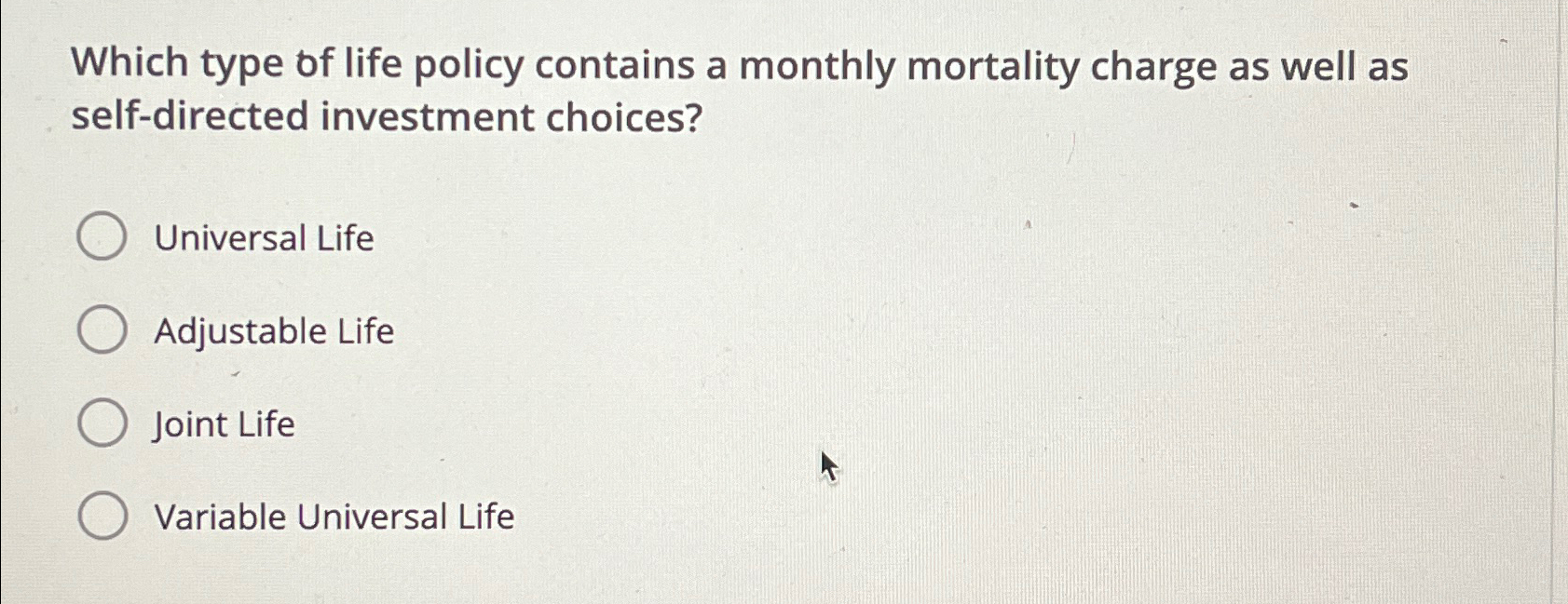 Solved Which type of life policy contains a monthly | Chegg.com