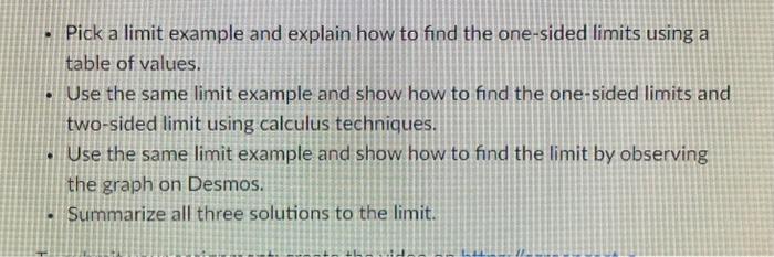Solved Pick a limit example and explain how to find the | Chegg.com