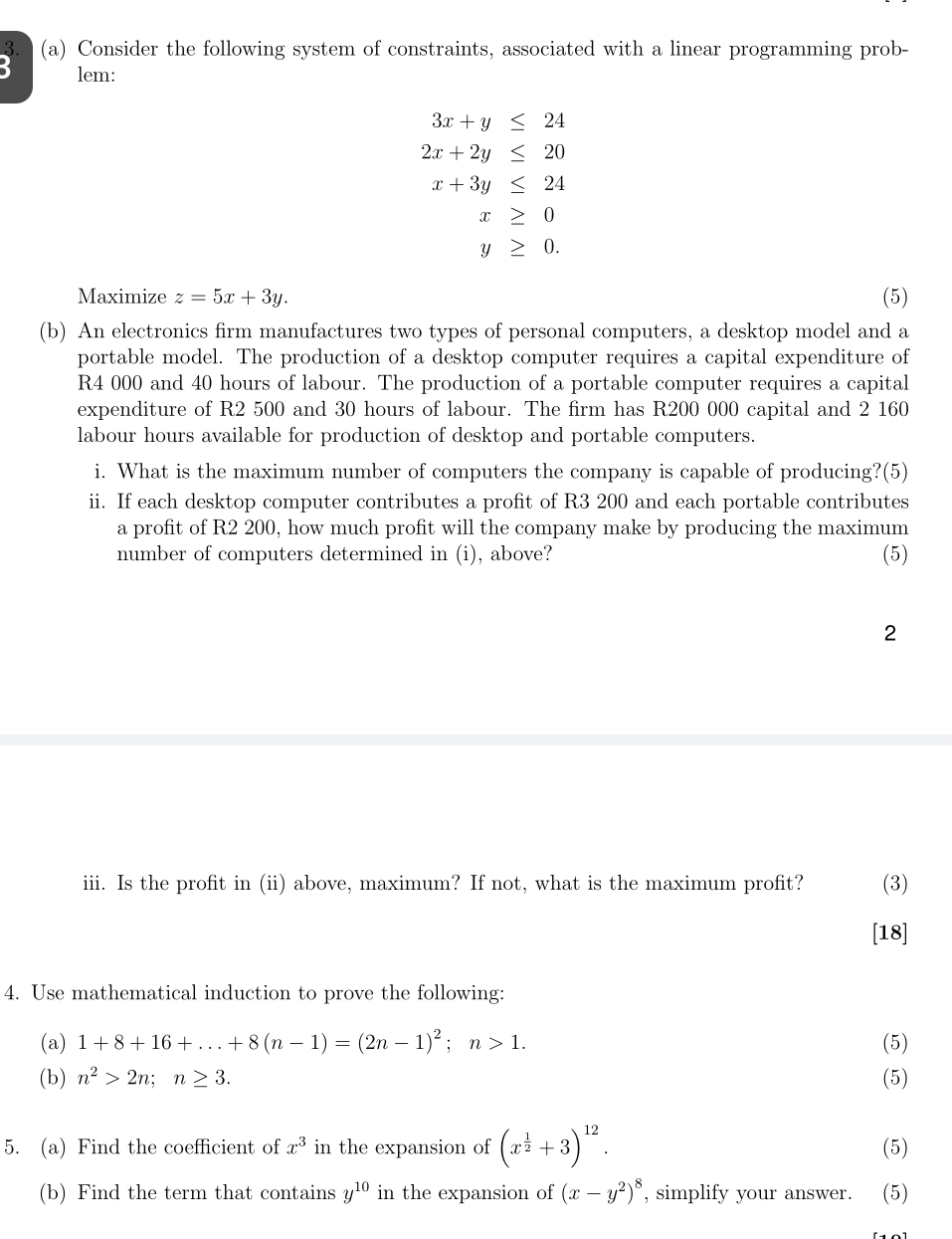 (a) ﻿Consider the following system of constraints, | Chegg.com