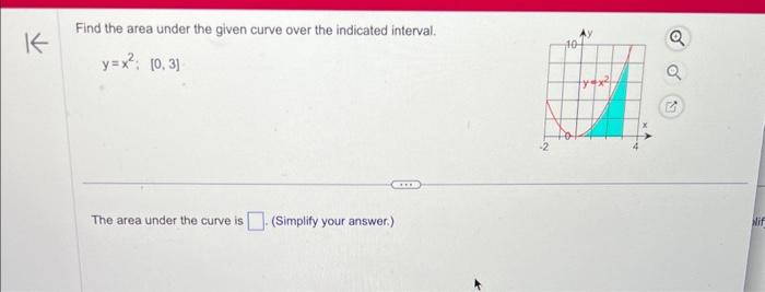 Solved Find the area under the given curve over the | Chegg.com