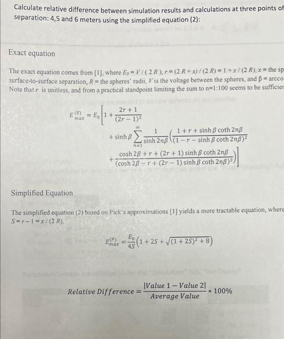 Calculate relative difference between simulation | Chegg.com
