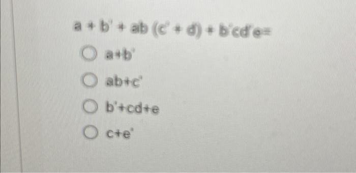 Solved (A′+C)(A′+C′)(A+B+C′D)= A′+C A′+C′ A+B+C′D | Chegg.com