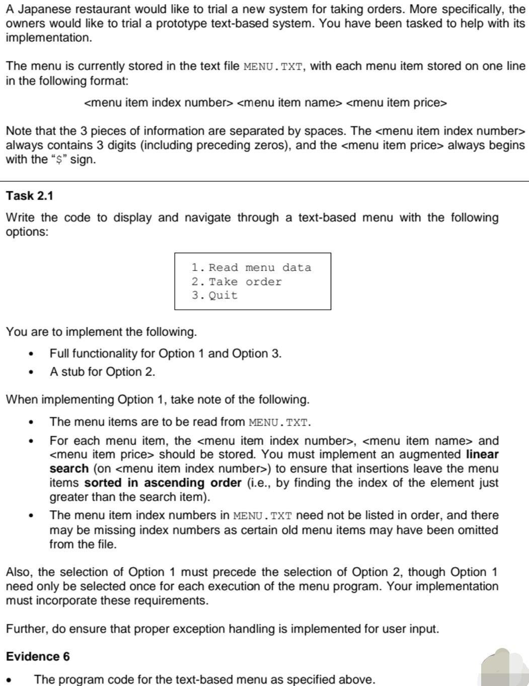 Solved A Japanese restaurant would like to trial a new | Chegg.com