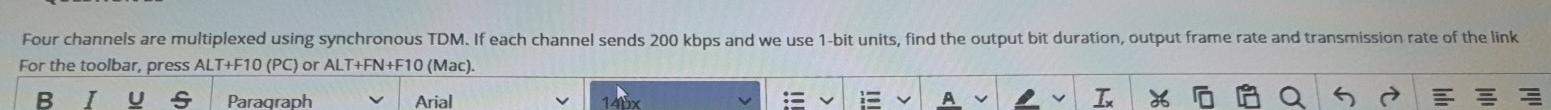 Solved Four channels are multiplexed using synchronous TDM. | Chegg.com