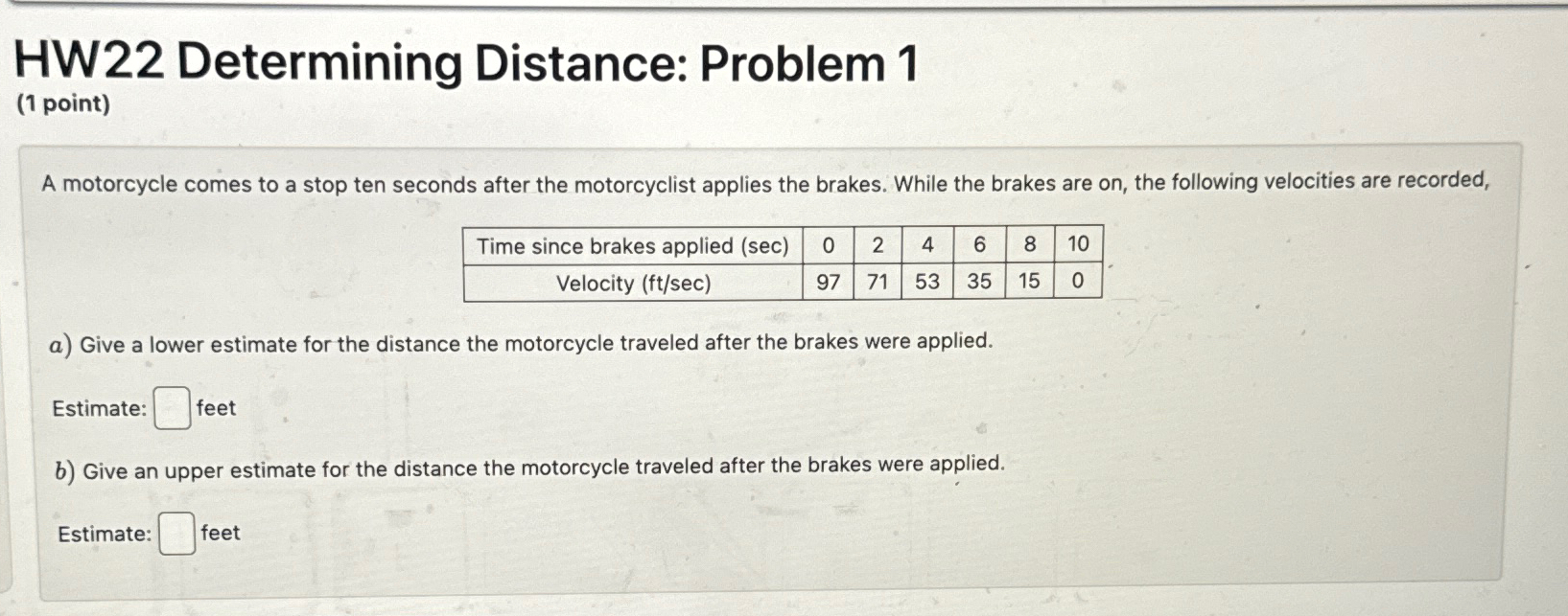 Solved HW22 ﻿Determining Distance: Problem 1(1 ﻿point)A | Chegg.com