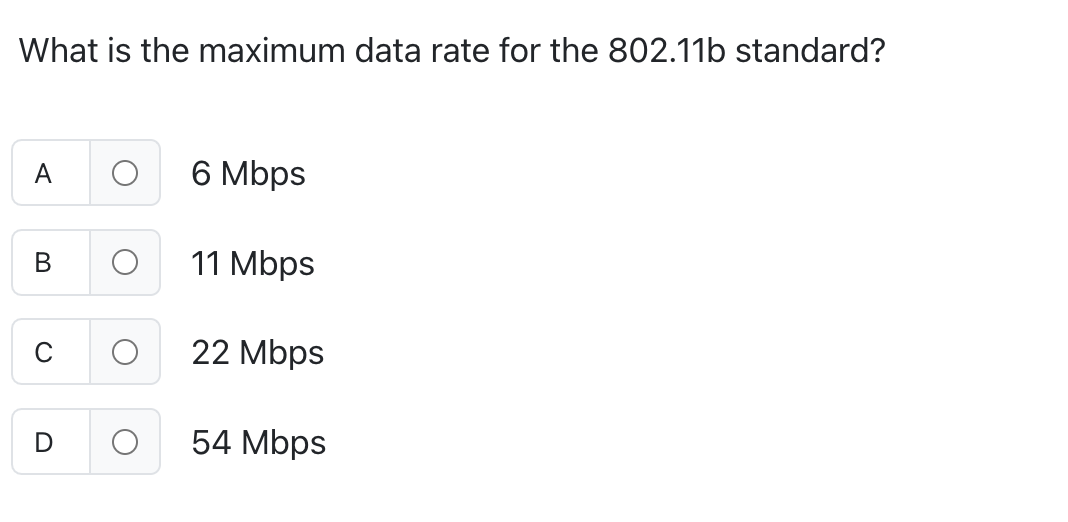 High Quality SOLUTION What is the maximum data rate for the 802.11 ﻿b ...