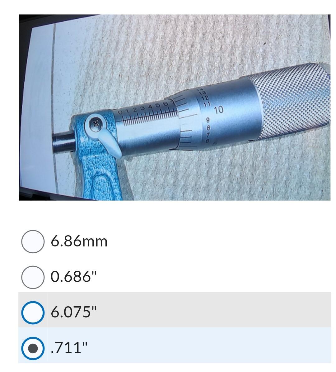 Solved 6.86 mm0.686′′6.075′′.711′′How much is the following | Chegg.com
