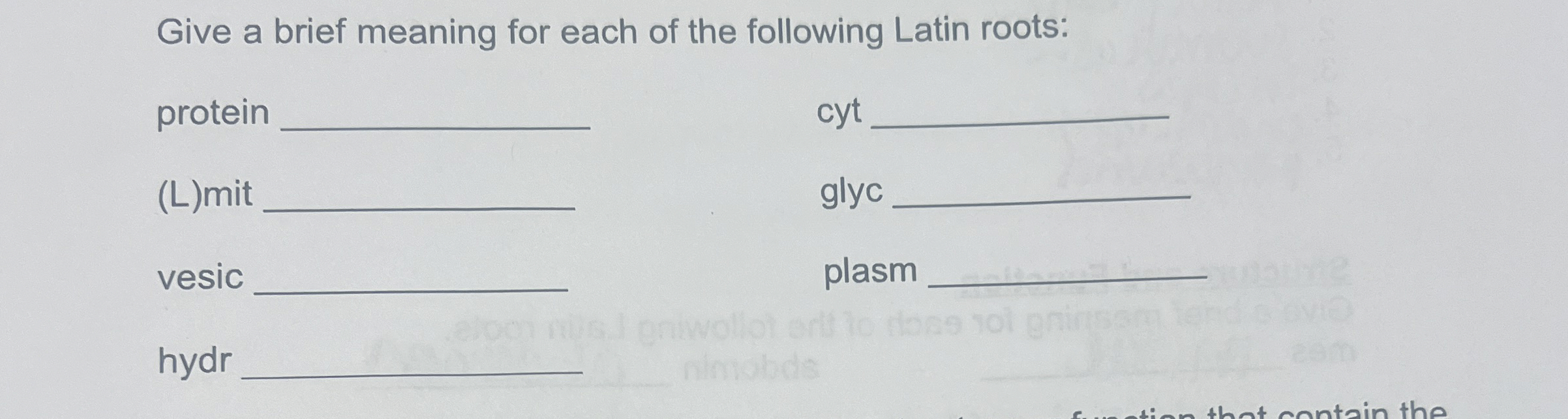 Solved Give a brief meaning for each of the following Latin | Chegg.com