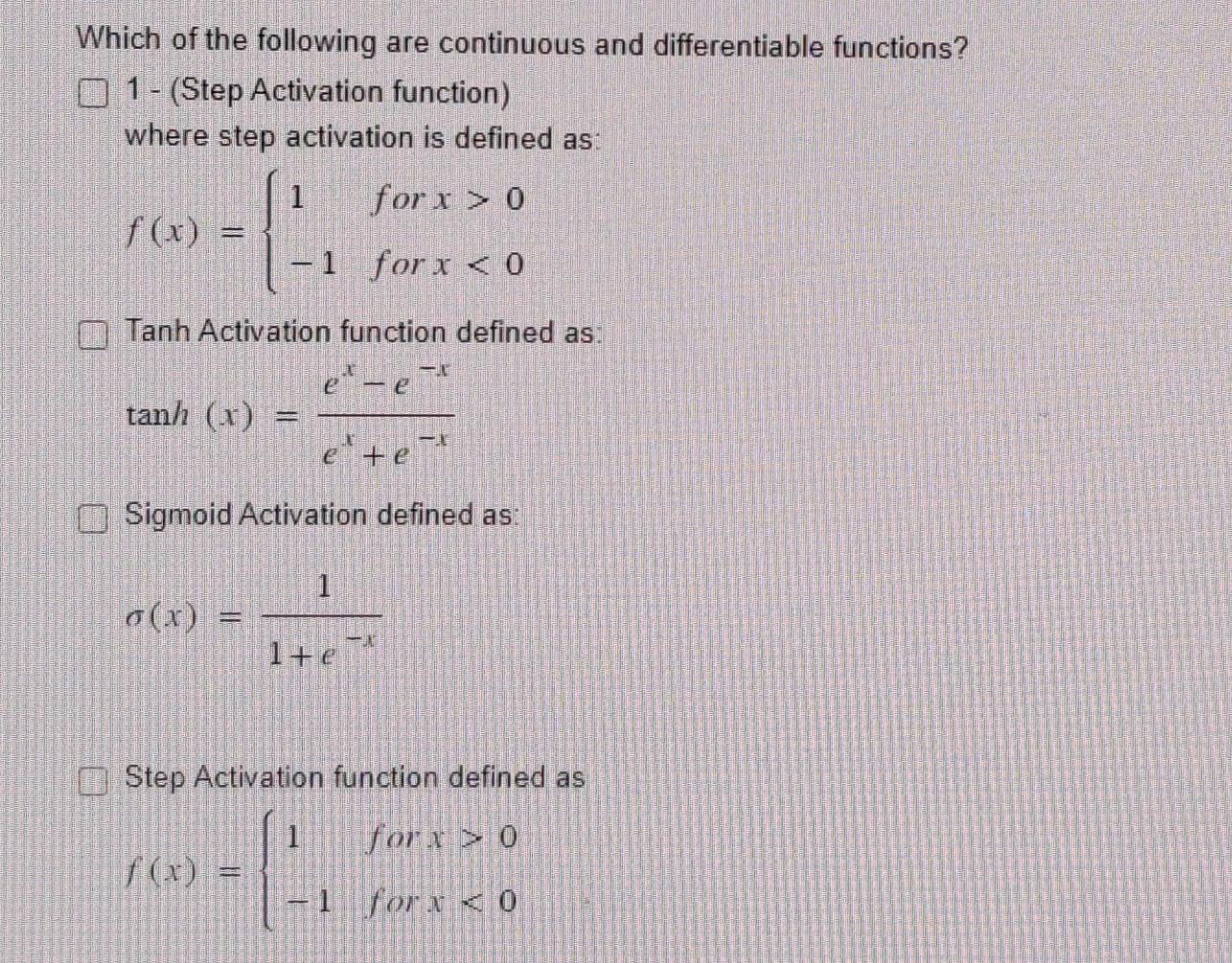 Solved Which Of The Following Are Continuous And
