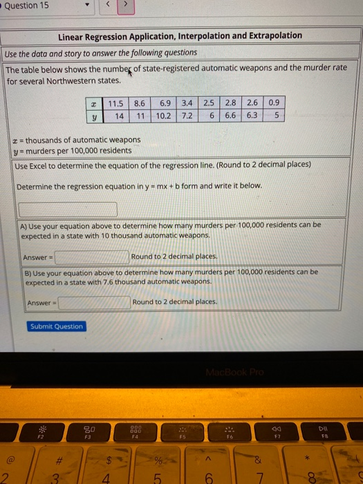 Solved Question 15 Linear Regression Application, | Chegg.com