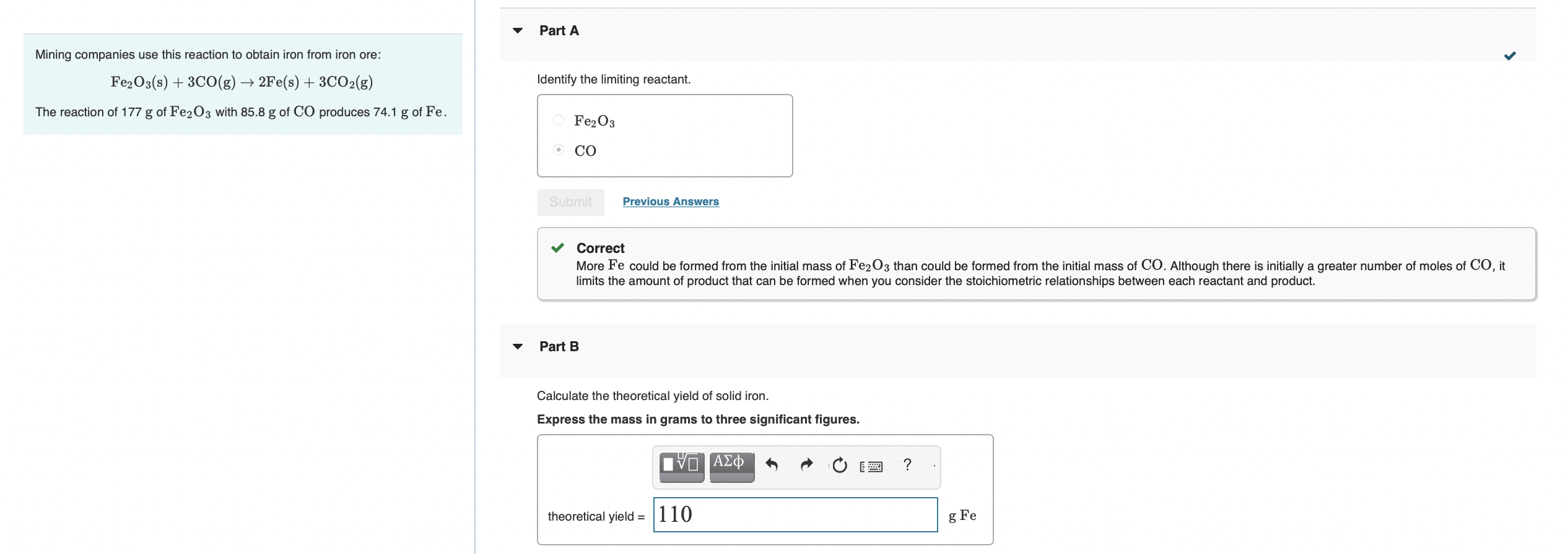 Solved Mining companies use this reaction to obtain iron | Chegg.com