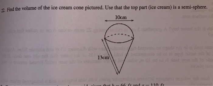 Solved 2. Find the volume of the ice cream cone pictured. | Chegg.com