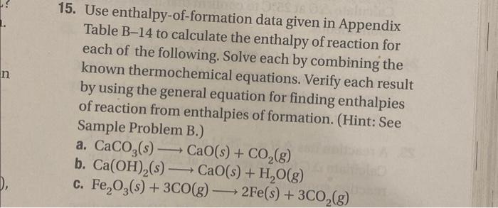 Solved 5. Use enthalpy-of-formation data given in Appendix | Chegg.com