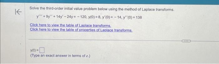 Solved K Solve The Third Order Initial Value Problem Below 7221