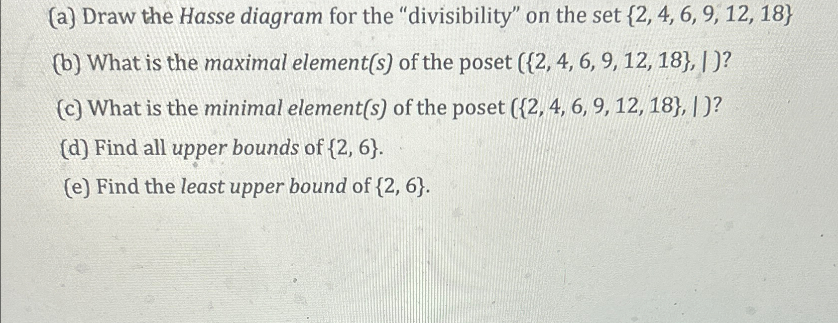 Solved (a) ﻿Draw the Hasse diagram for the "divisibility" on | Chegg.com