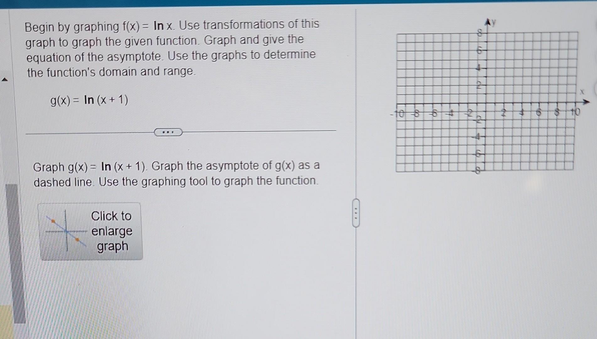 Solved Begin By Graphing F X Lnx Use Transformations Of