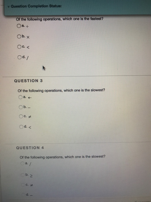 Solved Question Completion Status: of the following | Chegg.com
