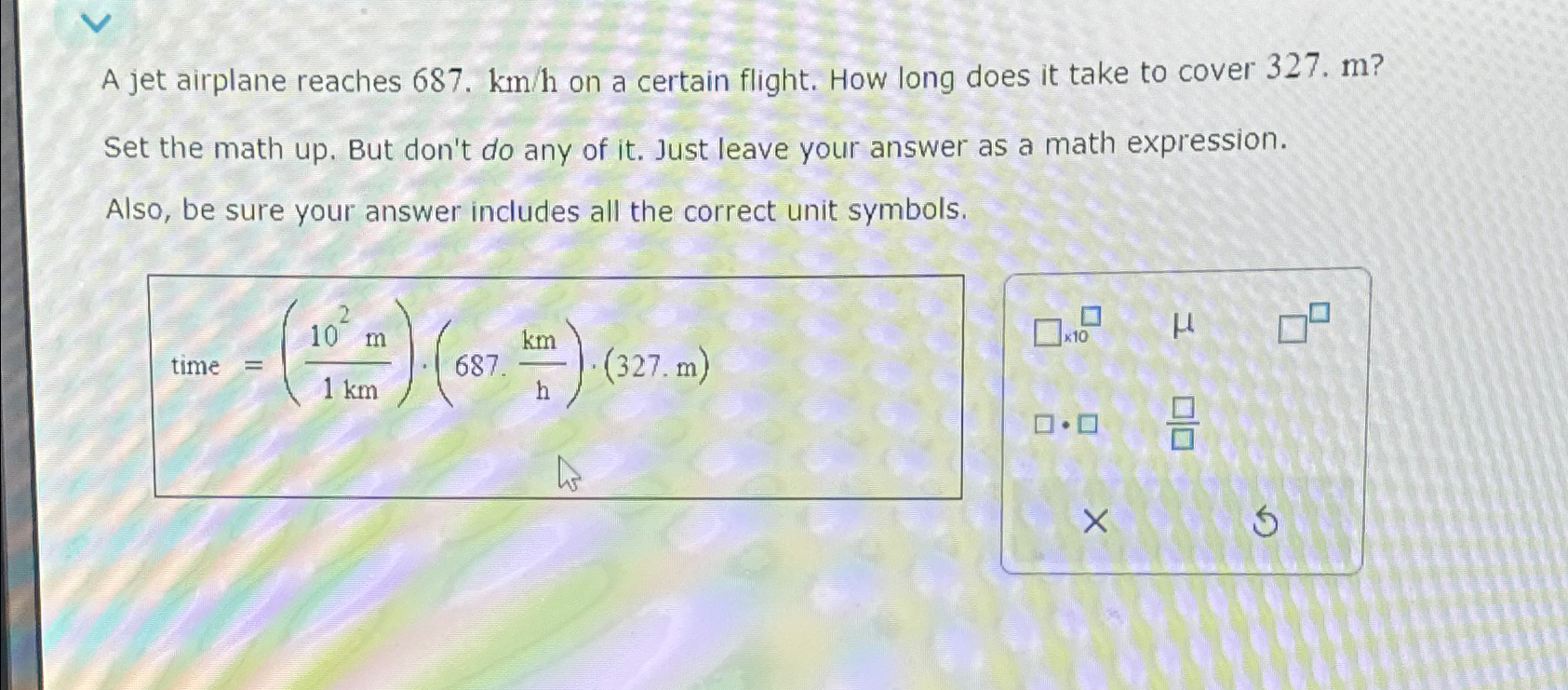 Solved A jet airplane reaches 687.kmh ﻿on a certain flight. | Chegg.com