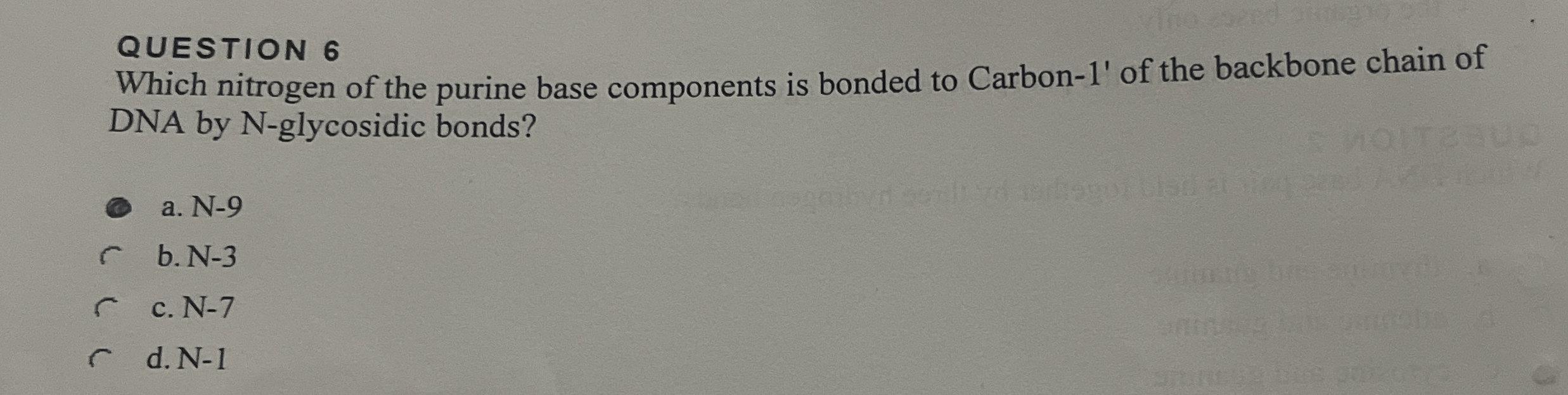 Solved whQUESTION 6Which nitrogen of the purine base | Chegg.com