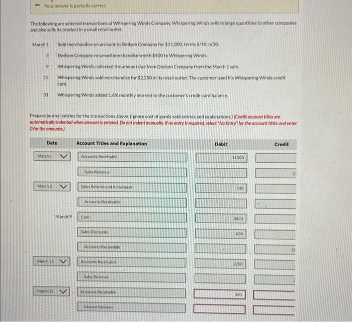 Solved The following are selected transactions of Whispering | Chegg.com