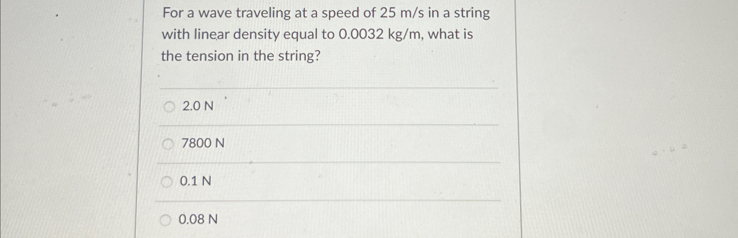Solved For a wave traveling at a speed of 25ms ﻿in a string | Chegg.com