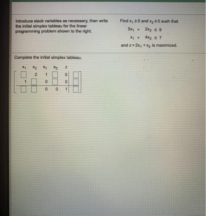 Solved Introduce slack variables as necessary, then write | Chegg.com