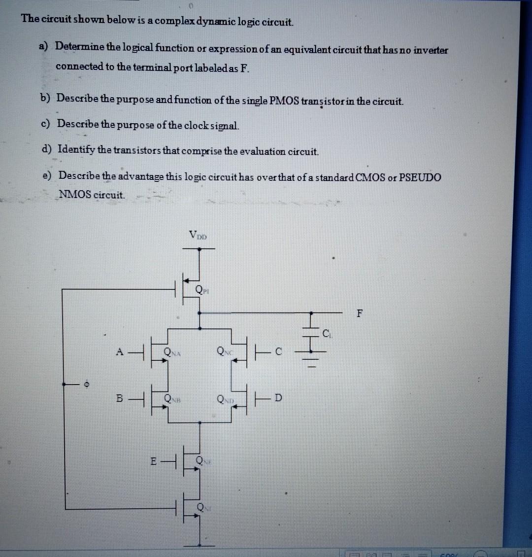 Solved The circuit shown below is a complex dynamic logic | Chegg.com