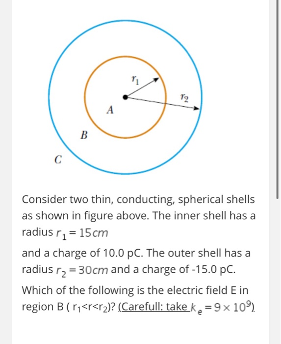 Solved 11 2 A B С Consider two thin, conducting, spherical | Chegg.com