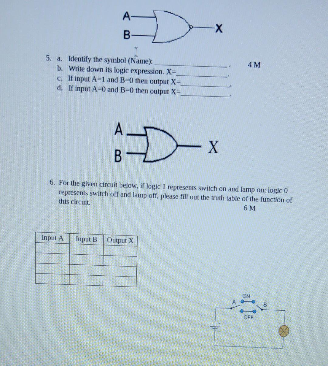 Solved 5. a. Identify the symbol (Name): 4M b. Write down | Chegg.com