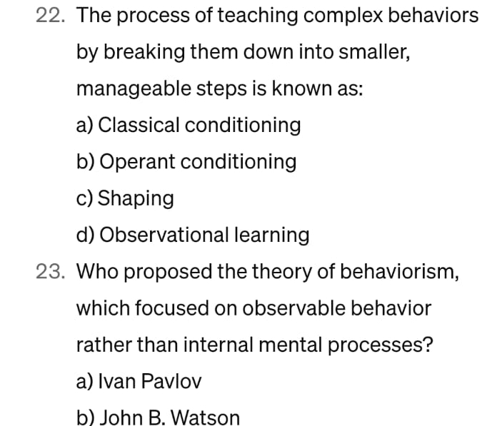 Solved The process of teaching complex behaviors by breaking | Chegg.com