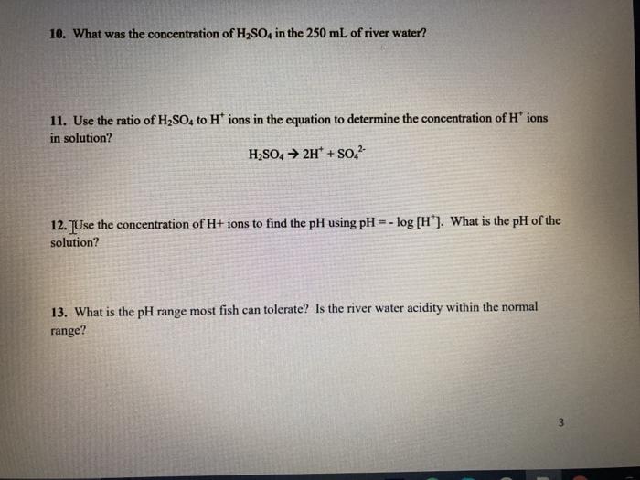 10. What was the concentration of H2SO4 in the 250 mL | Chegg.com