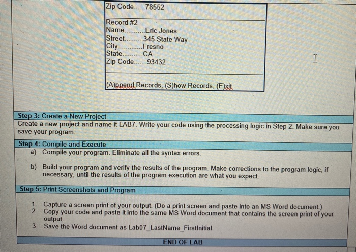 Solved Step 1 Requirements An Address Database Create A 2633