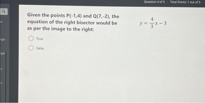 Solved Q he ngle ngle Given the points P(-1,4) and Q(7,-2), | Chegg.com