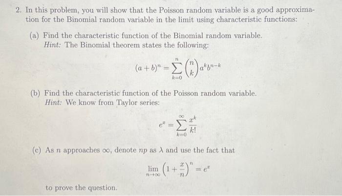 Solved In this problem, you will show that the Poisson | Chegg.com