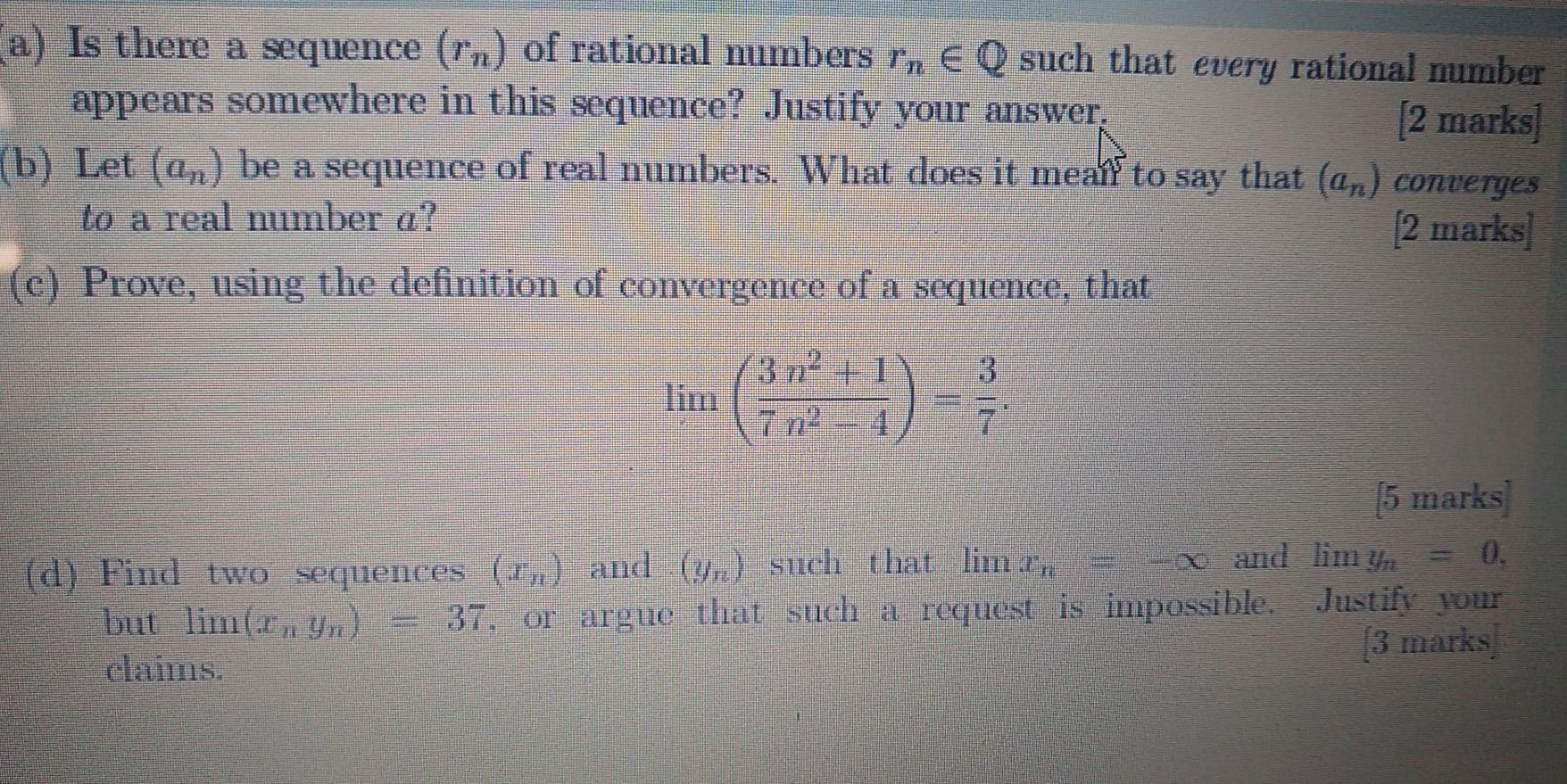 Solved a) Is there a sequence (rn) of rational numbers in EQ | Chegg.com