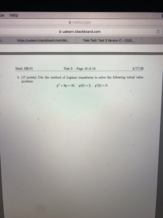 Solved w Help A mathxl.com ualearn.blackboard.com | Chegg.com