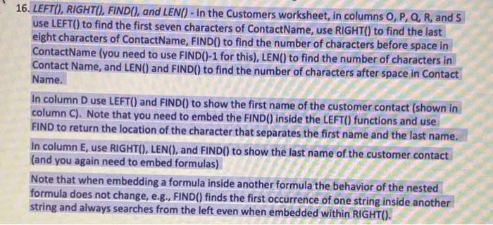 Solved 6. LEFT(), RIGHT(), FIND(), and LEN() - In the | Chegg.com